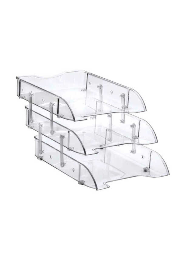 KRAF EVRAK RAFI 3LÜ RAYLI ŞEFFAF Evrak Rafı Kraf